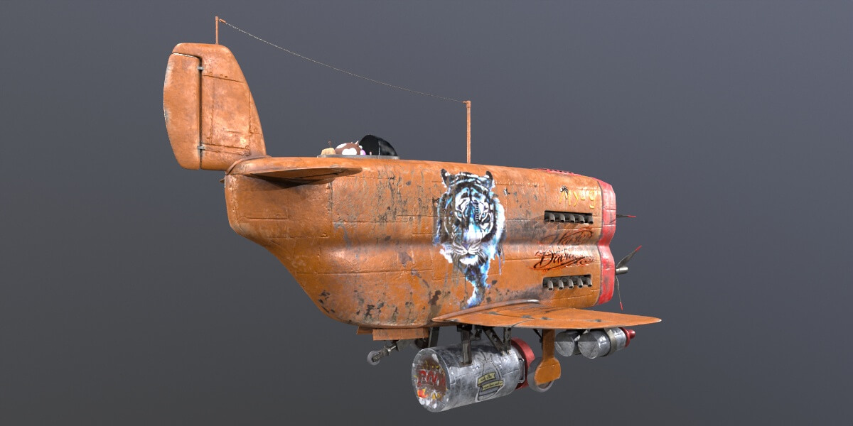 Stylized Brown Airplane - 3D Model by 3D_Kod