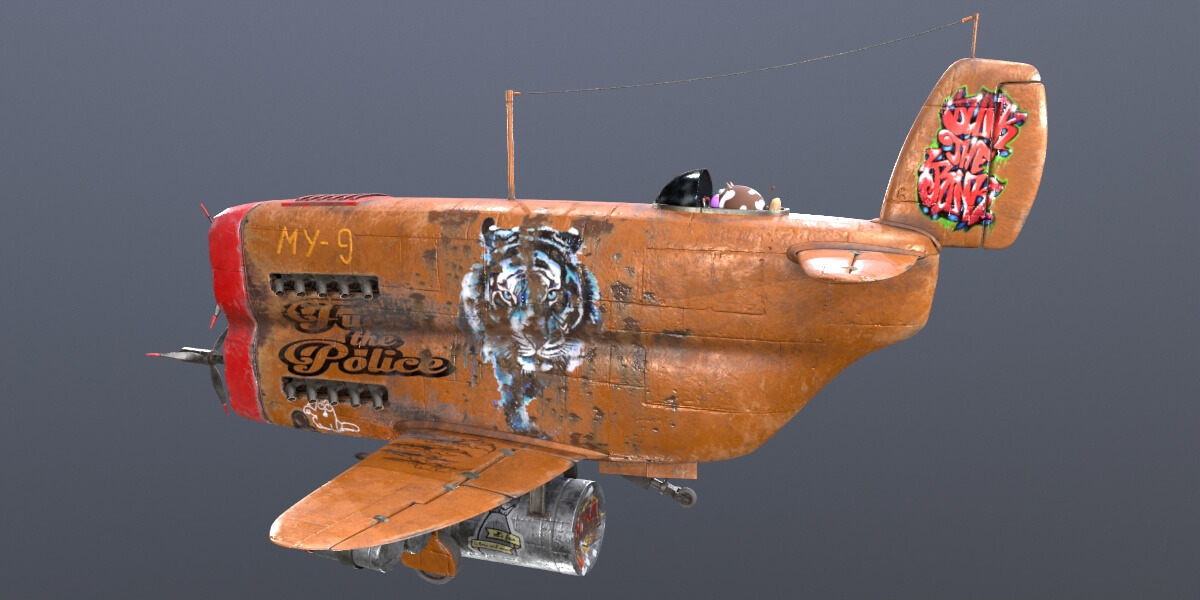 Stylized Realistic Brown Airplane - 3D Model by 3D_Kod