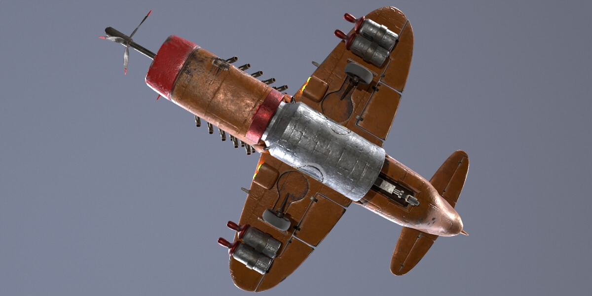 Stylized Realistic Brown Airplane - 3D Model by 3D_Kod