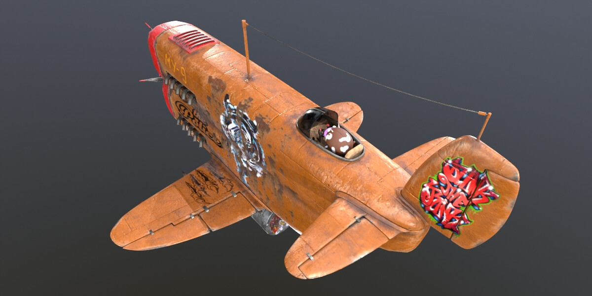 Stylized Brown Airplane - 3D Model by 3D_Kod