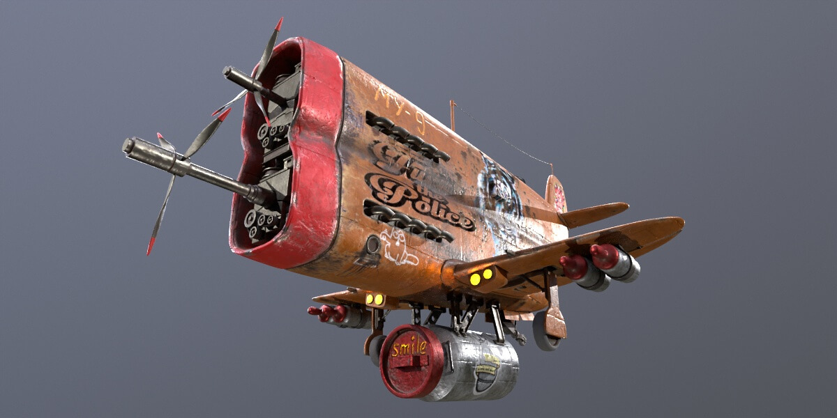 Stylized Brown Airplane - 3D Model by 3D_Kod