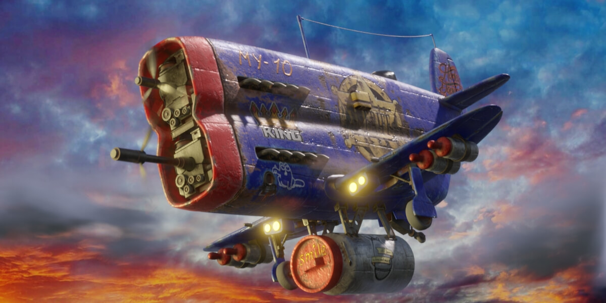 Stylized Realistic Dark Blue Airplane - 3D Model by 3D_Kod