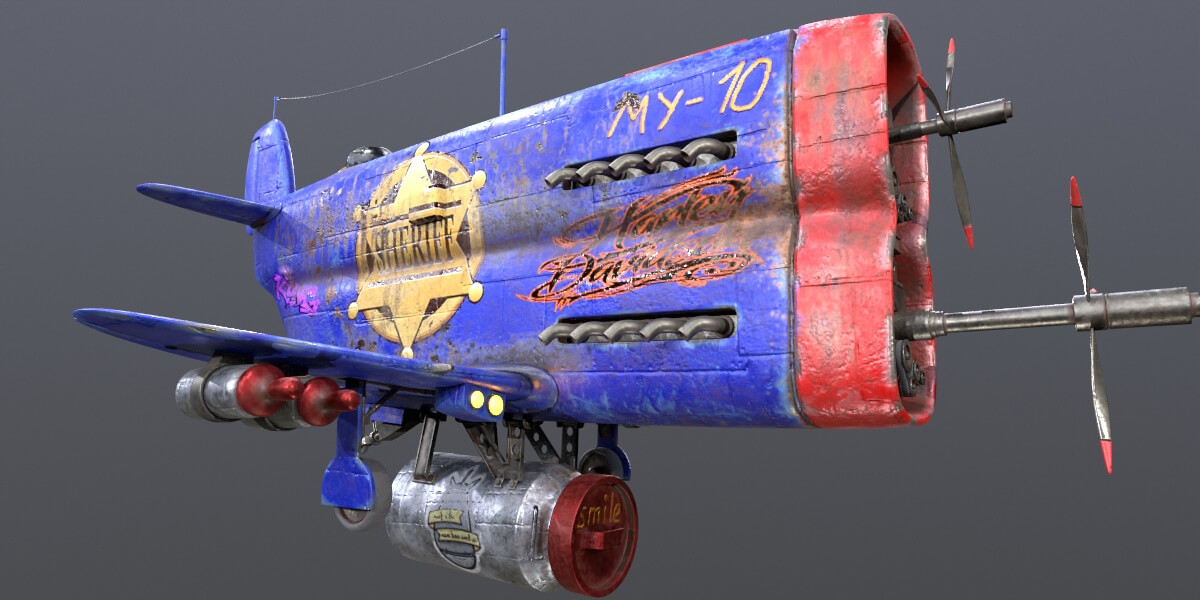 Stylized Dark Blue Airplane - 3D Model by 3D_Kod