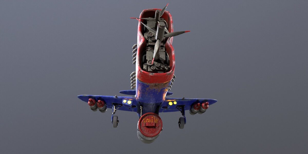 Stylized Dark Blue Airplane - 3D Model by 3D_Kod
