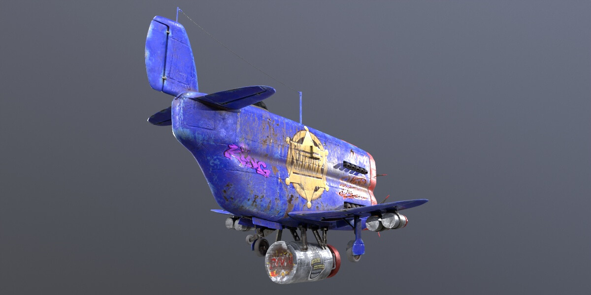 Stylized Dark Blue Airplane - 3D Model by 3D_Kod
