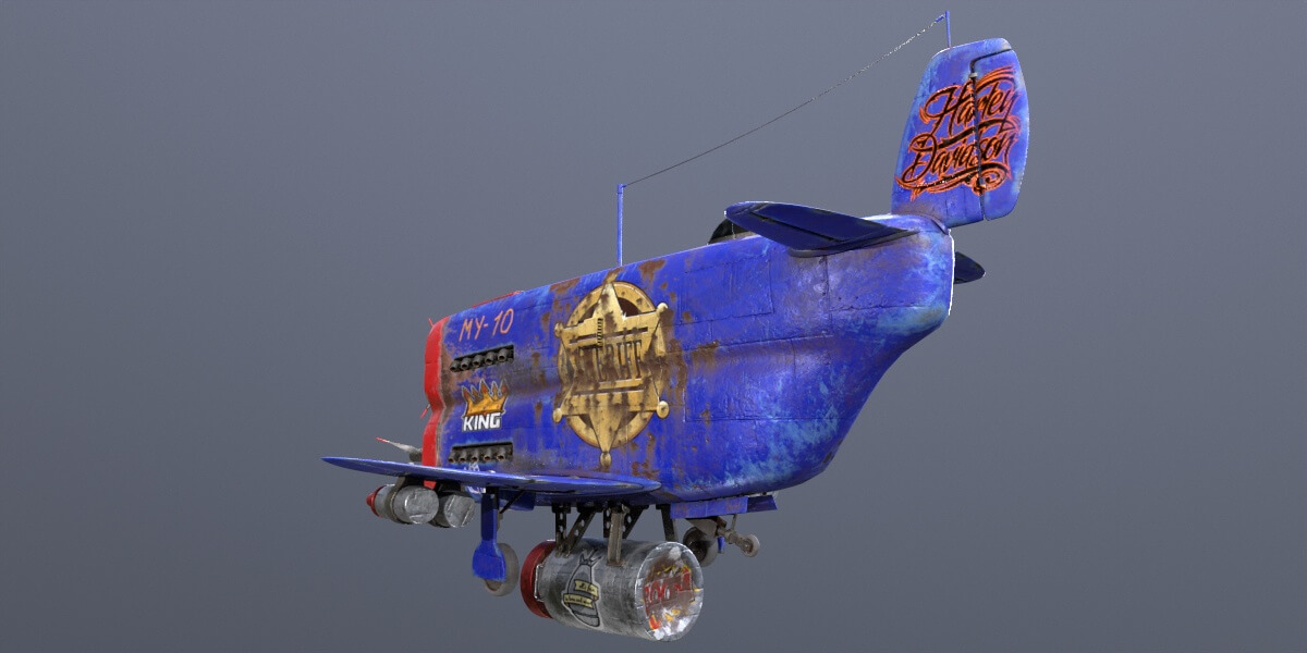 Stylized Dark Blue Airplane - 3D Model by 3D_Kod