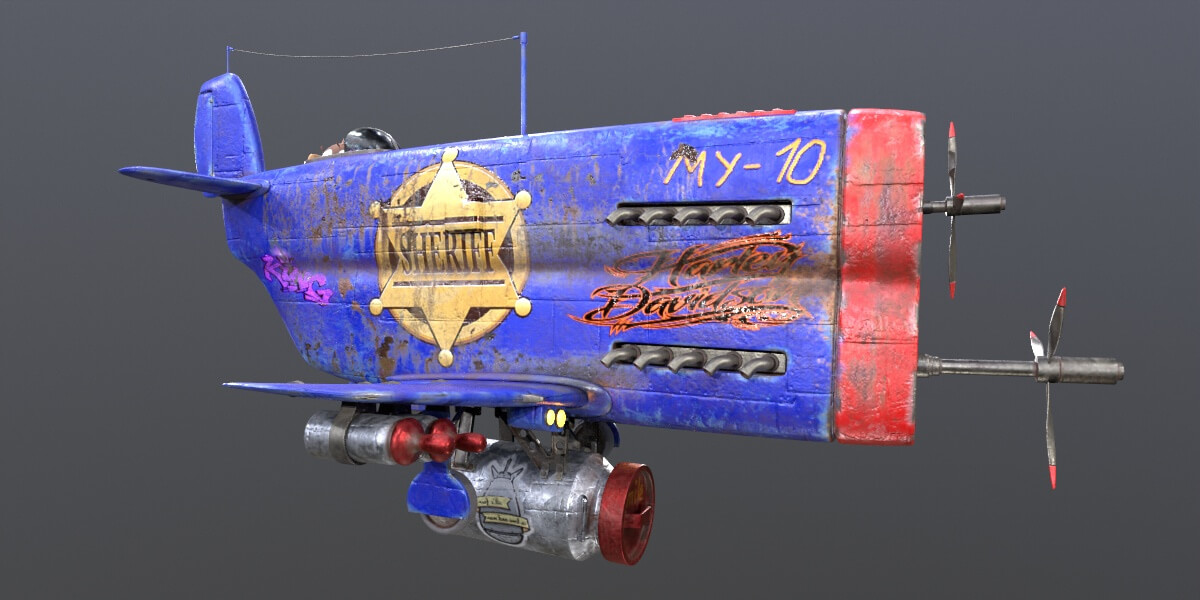 Stylized Dark Blue Airplane - 3D Model by 3D_Kod