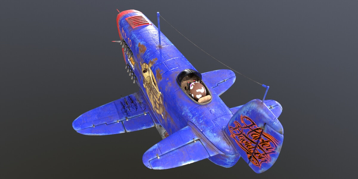 Stylized Dark Blue Airplane - 3D Model by 3D_Kod