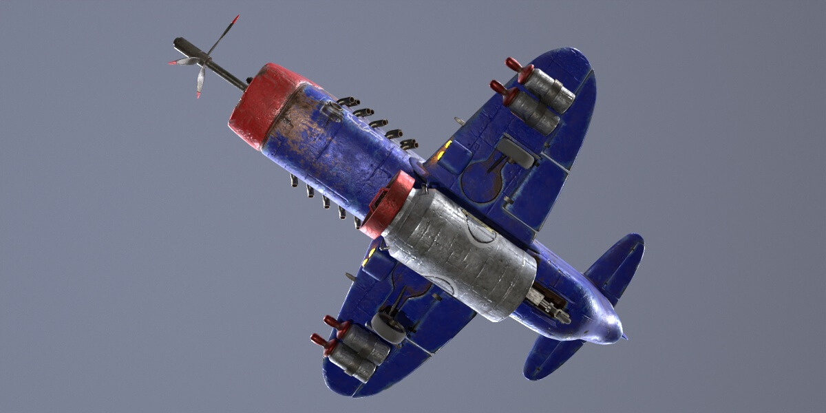 Stylized Dark Blue Airplane - 3D Model by 3D_Kod