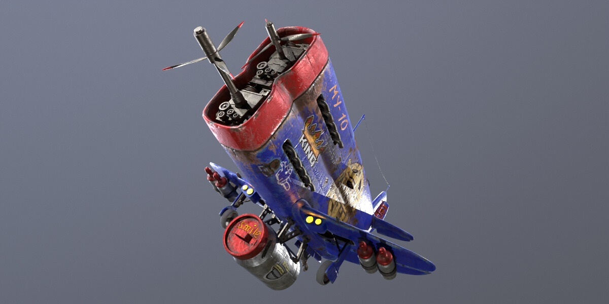 Stylized Dark Blue Airplane - 3D Model by 3D_Kod