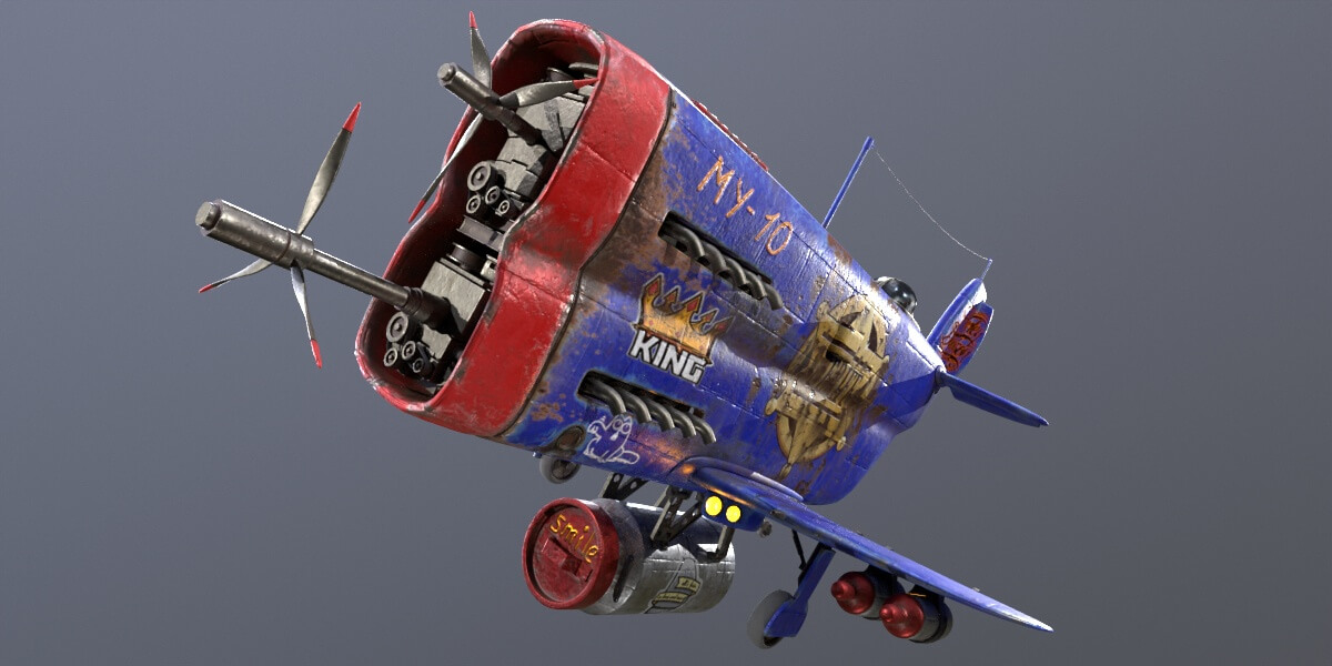 Stylized Dark Blue Airplane - 3D Model by 3D_Kod