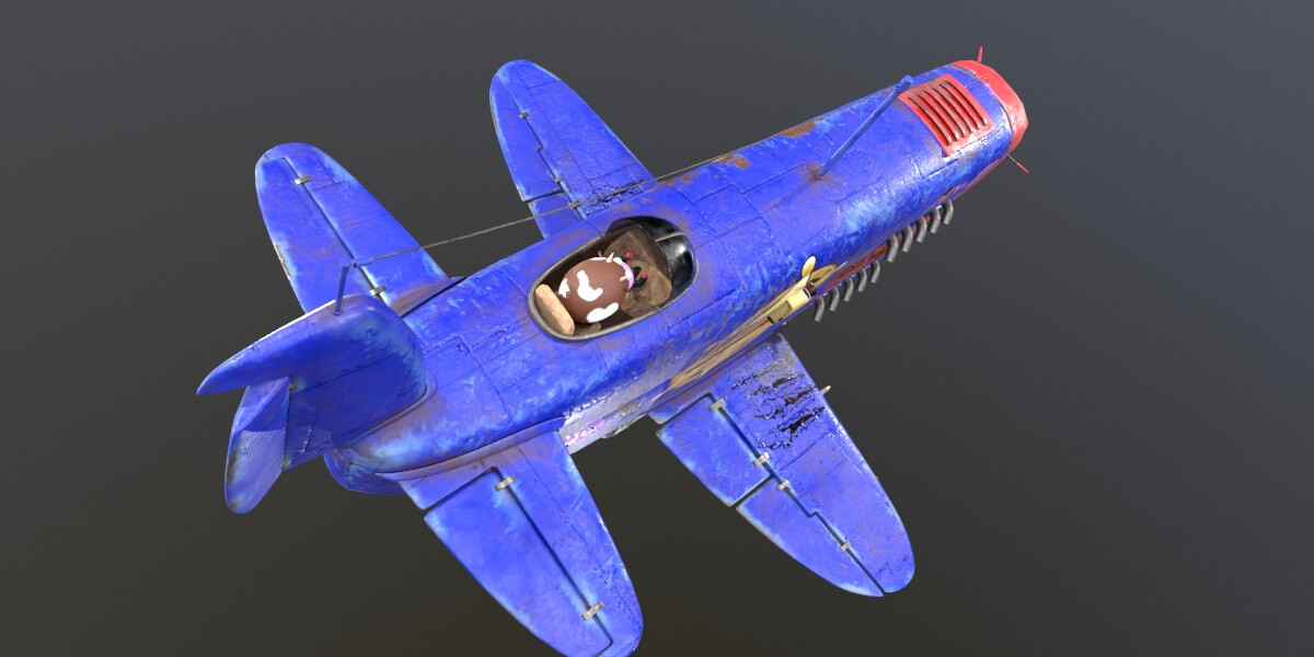 Stylized Dark Blue Airplane - 3D Model by 3D_Kod