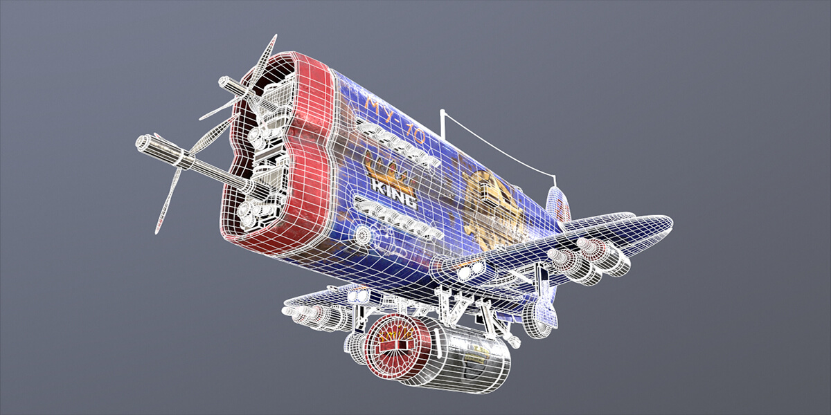 Stylized Dark Blue Airplane - 3D Model by 3D_Kod