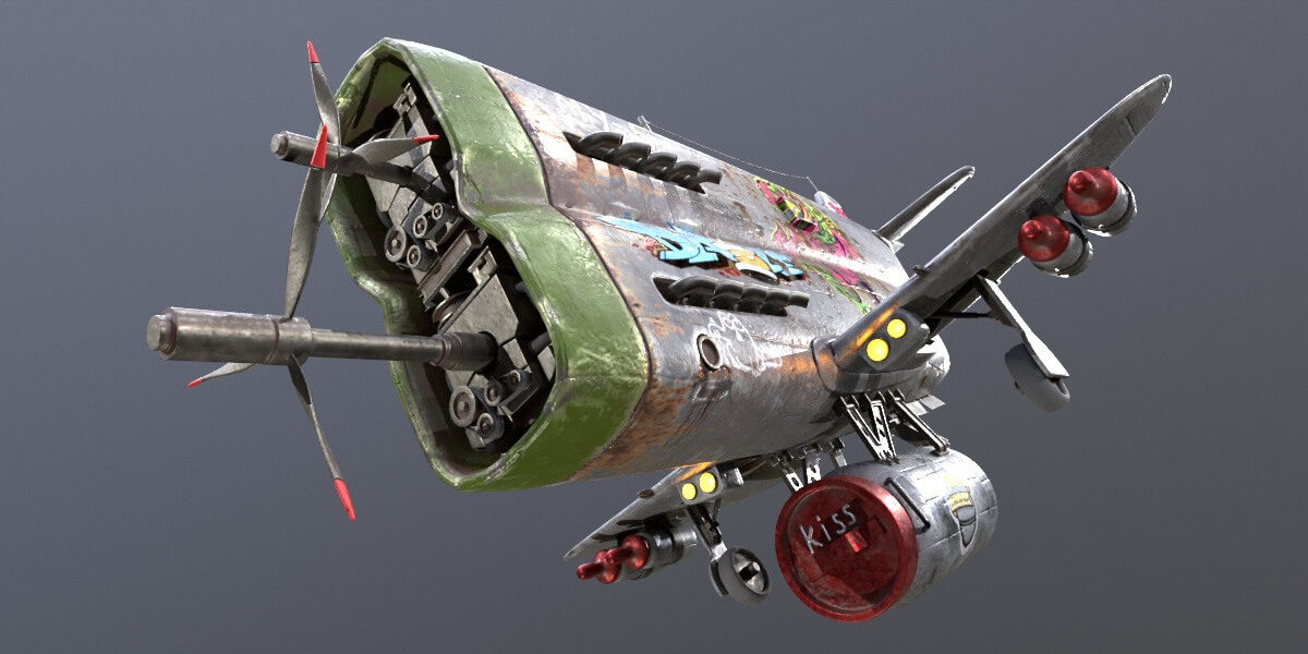 Stylized Realistic Gray Airplane - 3D Model by 3D_Kod