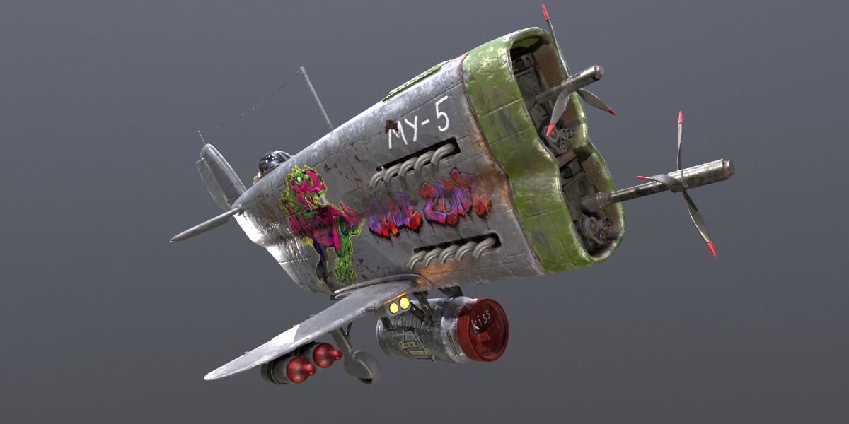 Stylized Gray Airplane - 3D Model by 3D_Kod