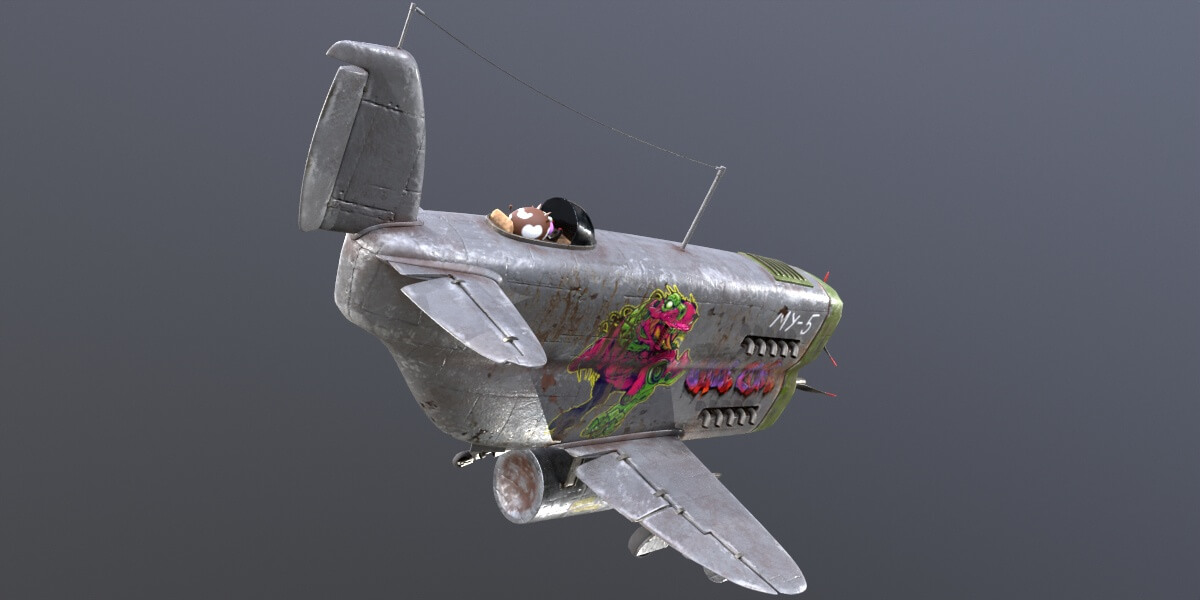 Stylized Gray Airplane - 3D Model by 3D_Kod