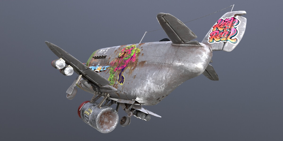 Stylized Realistic Gray Airplane - 3D Model by 3D_Kod