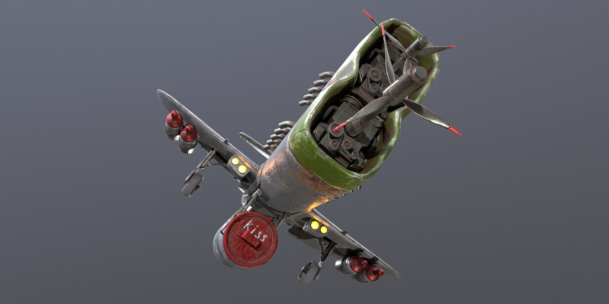 Stylized Realistic Gray Airplane - 3D Model by 3D_Kod