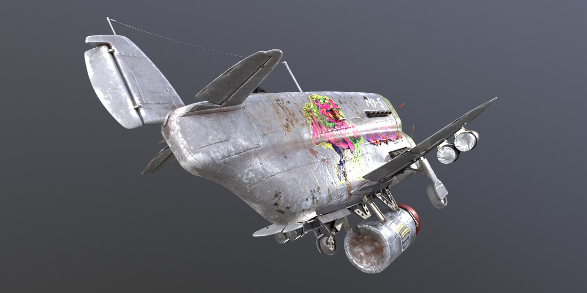 Stylized Gray Airplane - 3D Model by 3D_Kod