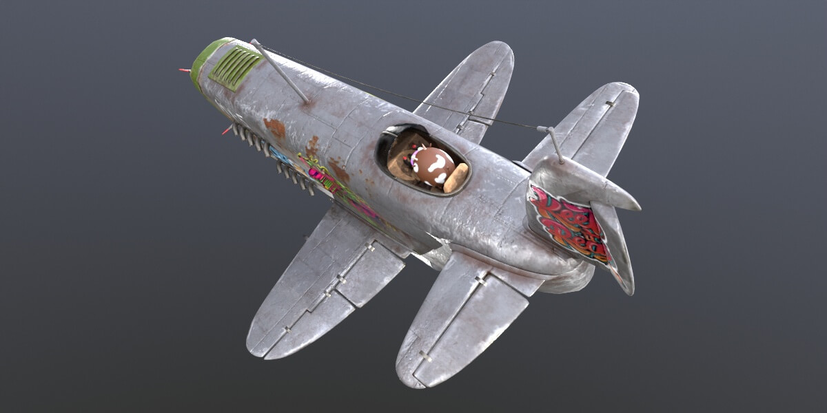 Stylized Realistic Gray Airplane - 3D Model by 3D_Kod