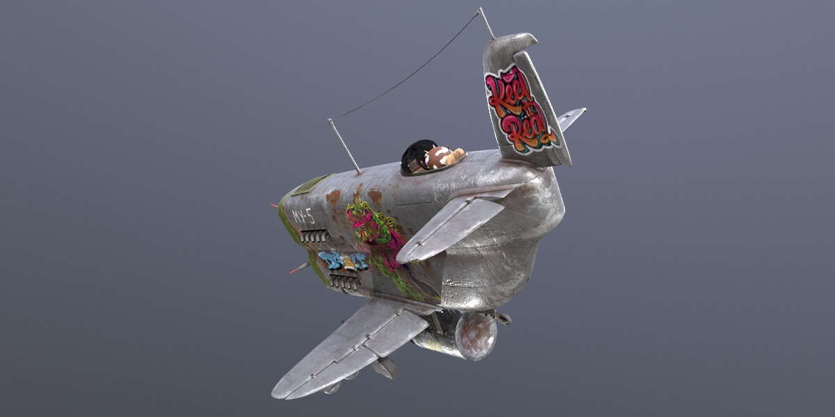 Stylized Realistic Gray Airplane - 3D Model by 3D_Kod