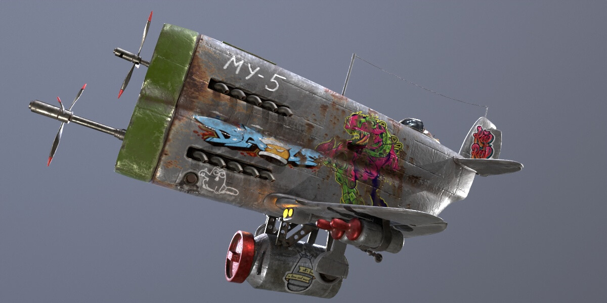 Stylized Realistic Gray Airplane - 3D Model by 3D_Kod