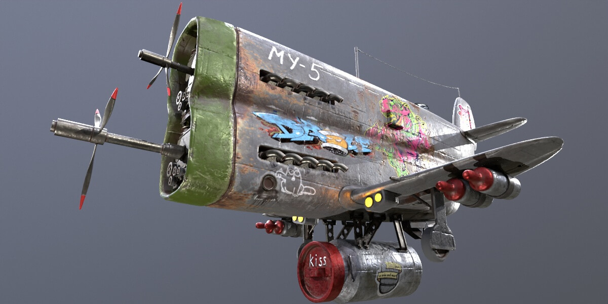 Stylized Realistic Gray Airplane - 3D Model by 3D_Kod