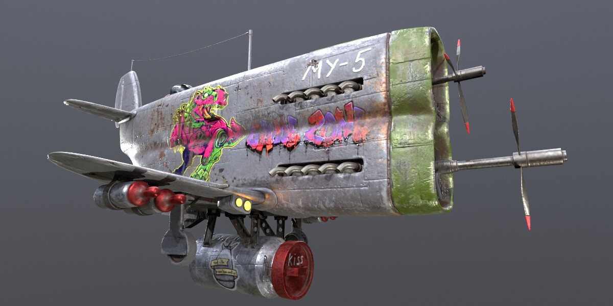 Stylized Realistic Gray Airplane - 3D Model by 3D_Kod