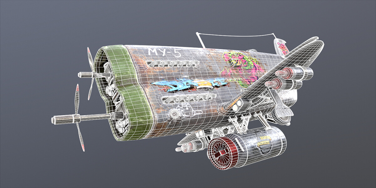 Stylized Realistic Gray Airplane - 3D Model by 3D_Kod