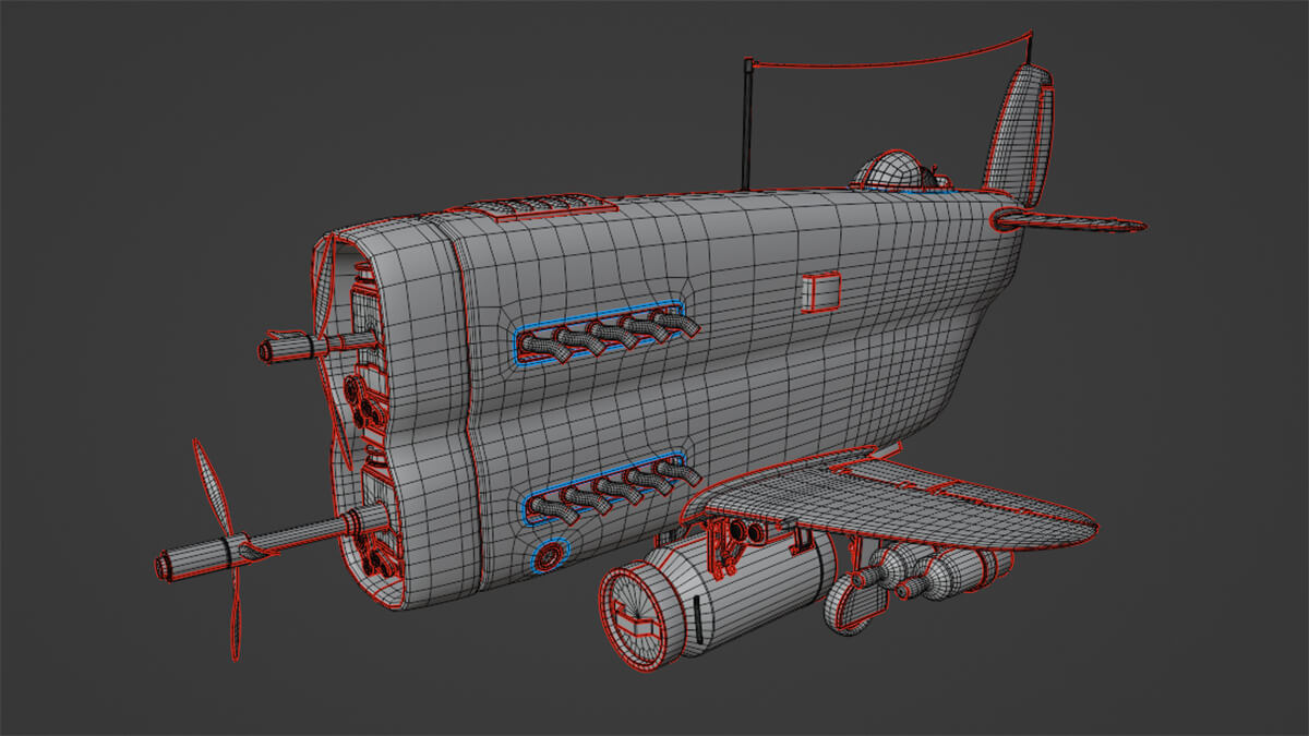 Stylized Gray Airplane - 3D Model by 3D_Kod