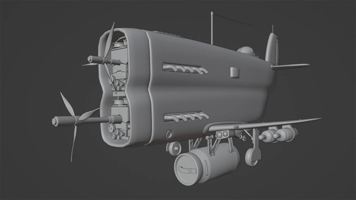 Stylized Gray Airplane - 3D Model by 3D_Kod