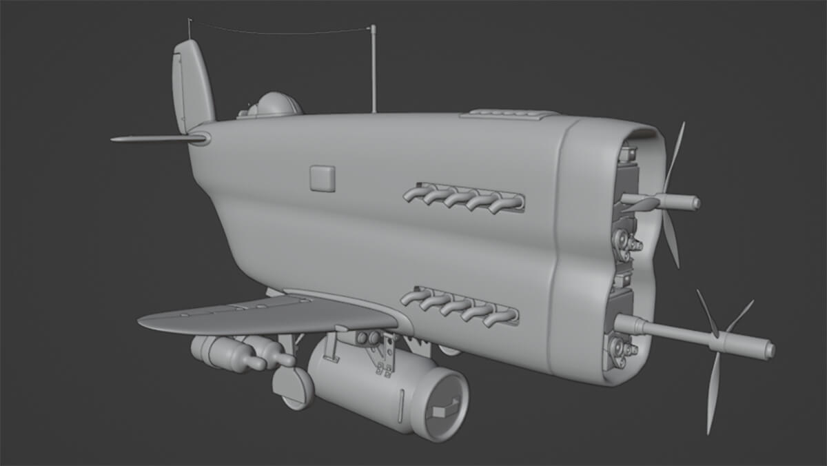Stylized Gray Airplane - 3D Model by 3D_Kod
