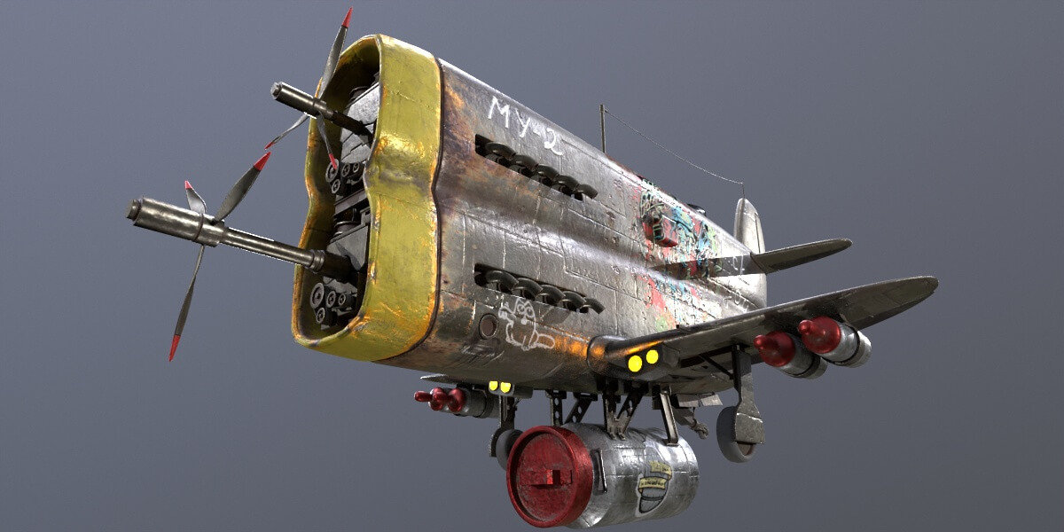 Stylized Metal Airplane - 3D Model by 3D_Kod