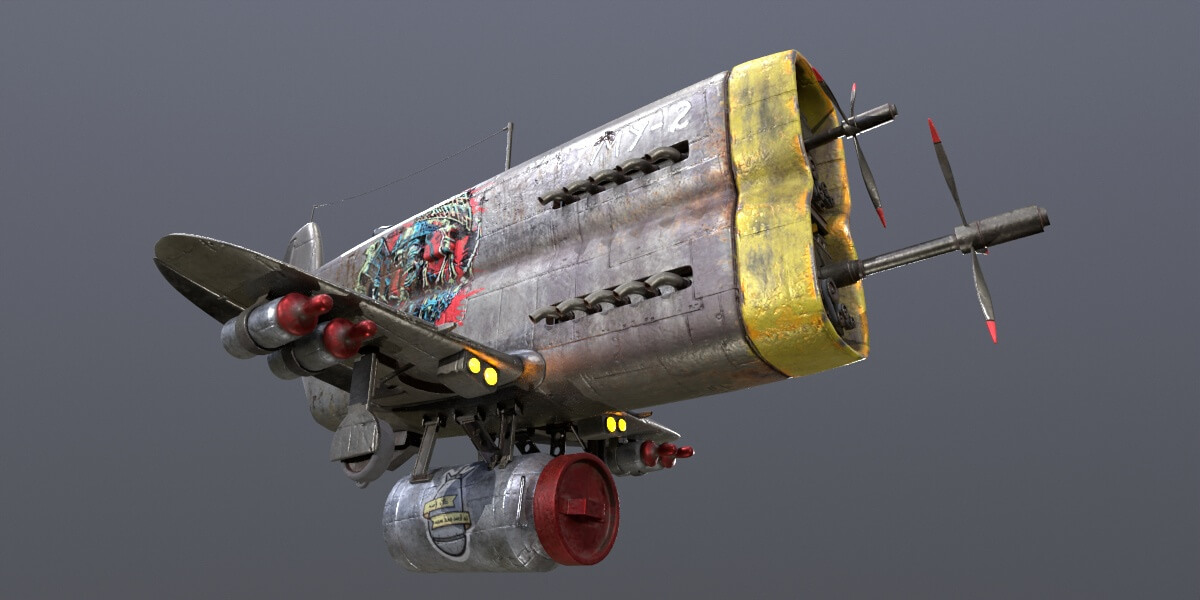 Stylized Metal Airplane - 3D Model by 3D_Kod