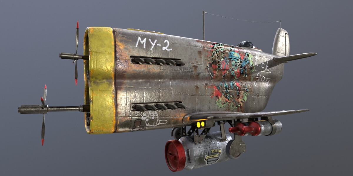 Stylized Metal Airplane - 3D Model by 3D_Kod