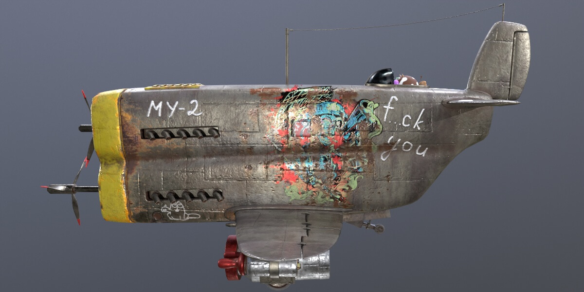 Stylized Metal Airplane - 3D Model by 3D_Kod