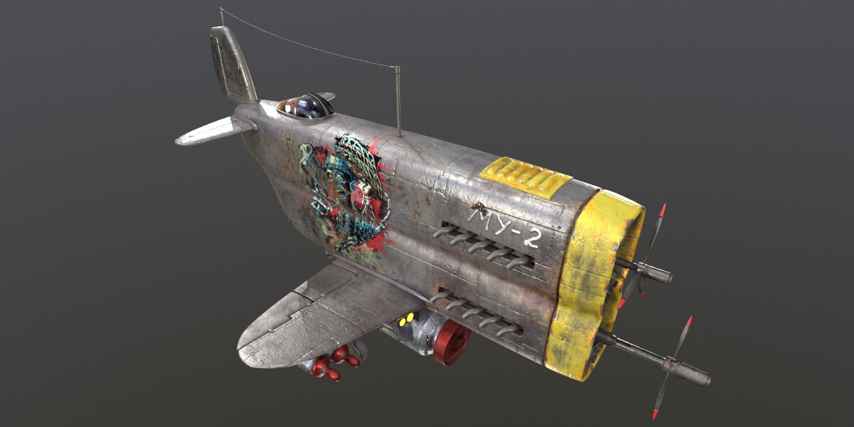Stylized Metal Airplane - 3D Model by 3D_Kod
