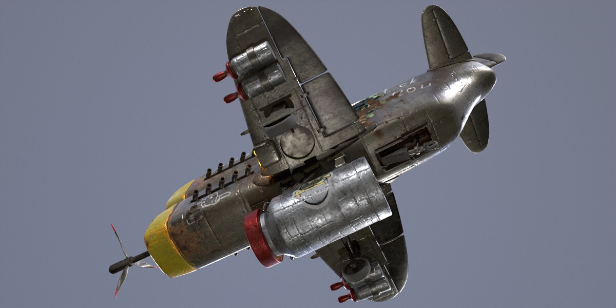 Stylized Metal Airplane - 3D Model by 3D_Kod