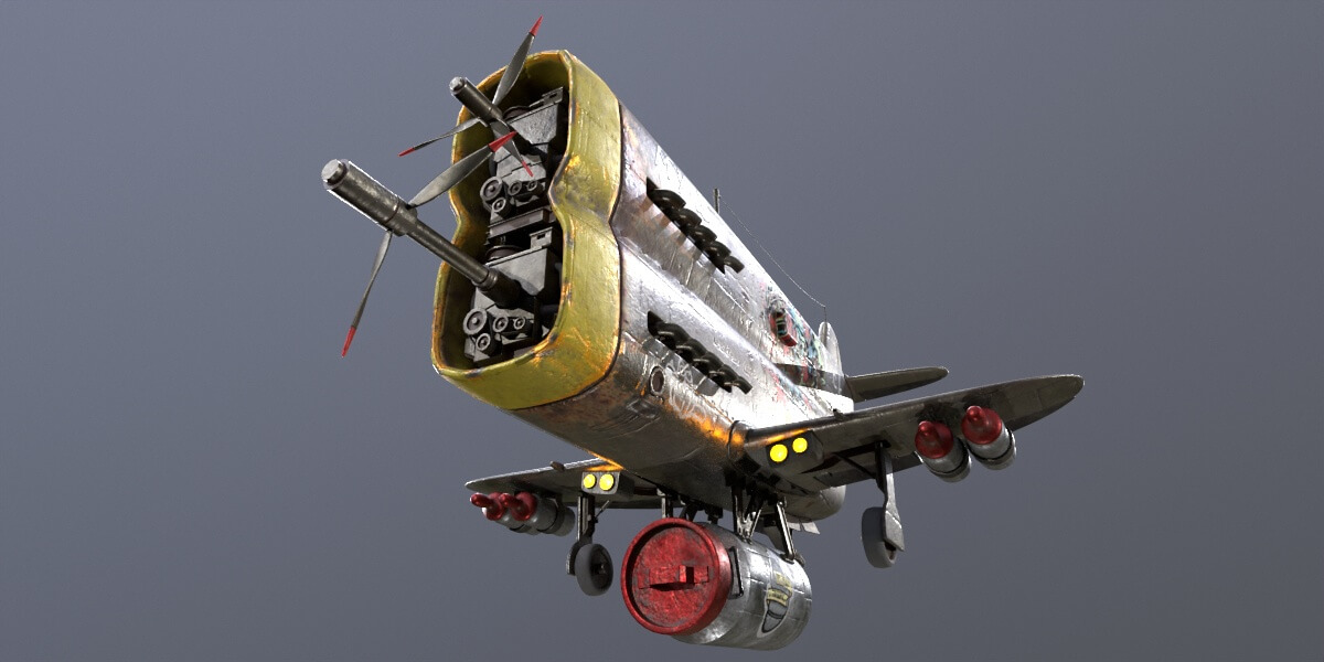 Stylized Metal Airplane - 3D Model by 3D_Kod