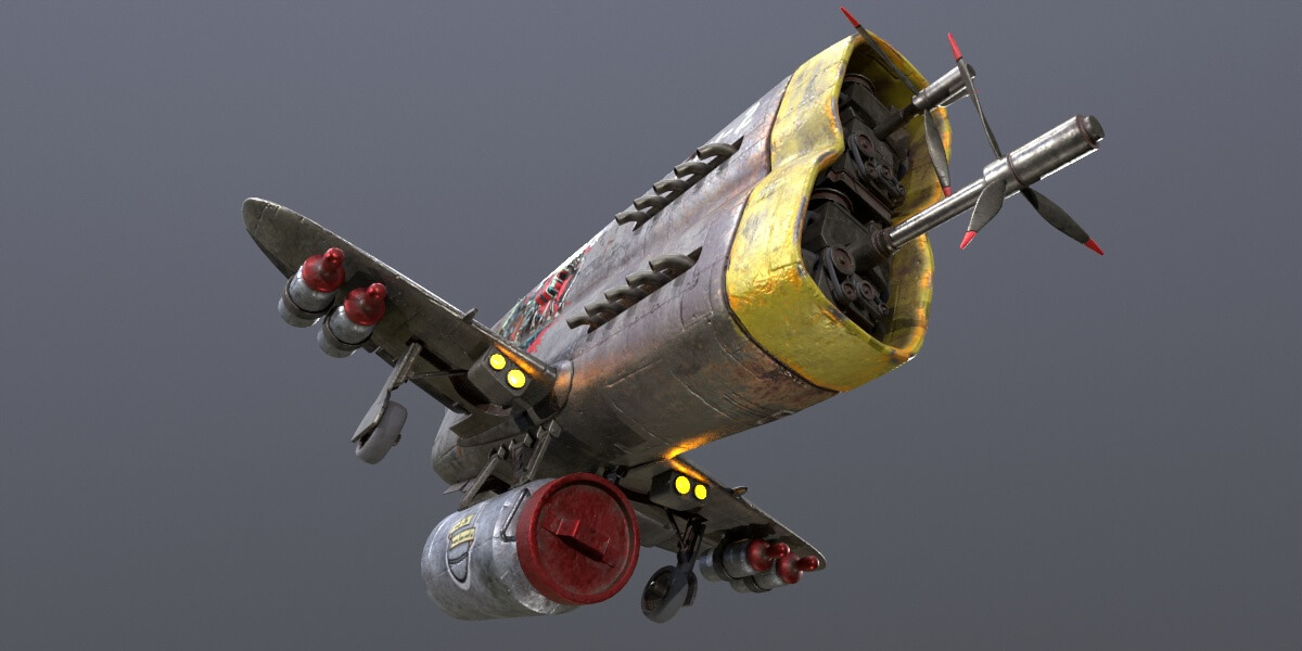 Stylized Metal Airplane - 3D Model by 3D_Kod