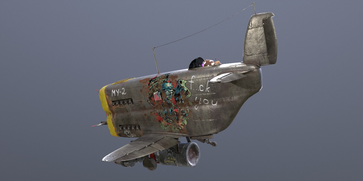 Stylized Metal Airplane - 3D Model by 3D_Kod