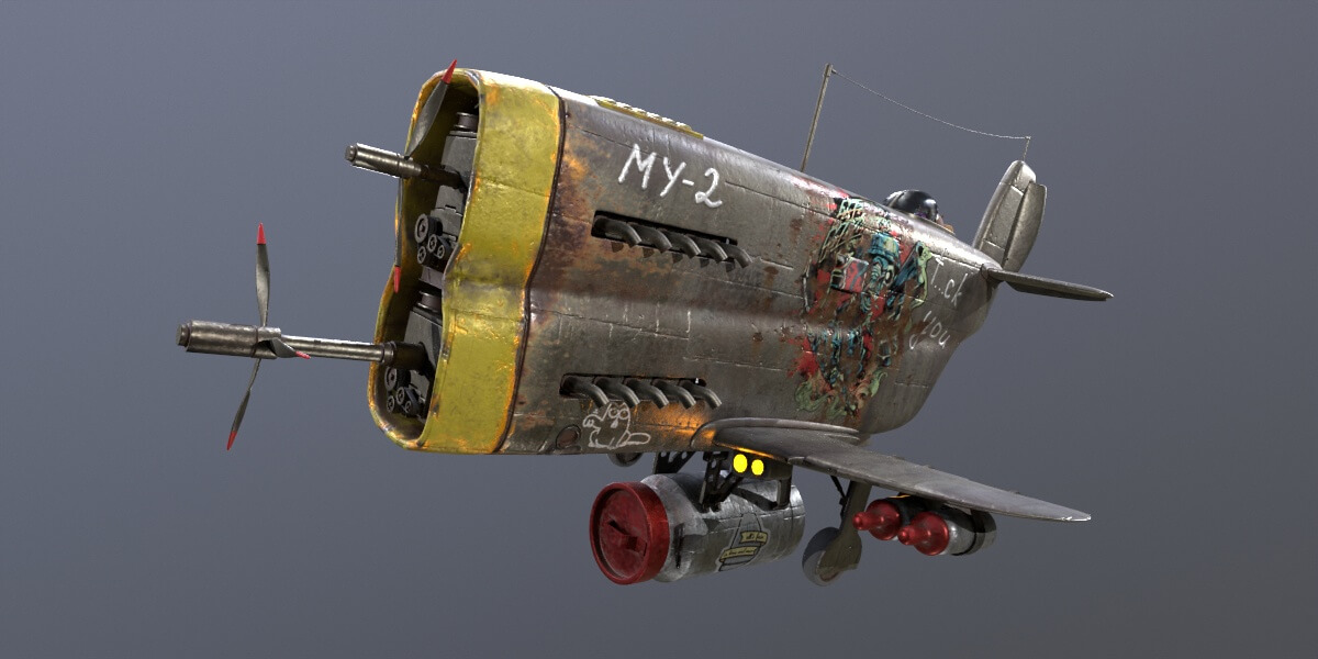 Stylized Metal Airplane - 3D Model by 3D_Kod