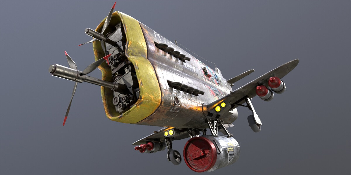 Stylized Metal Airplane - 3D Model by 3D_Kod