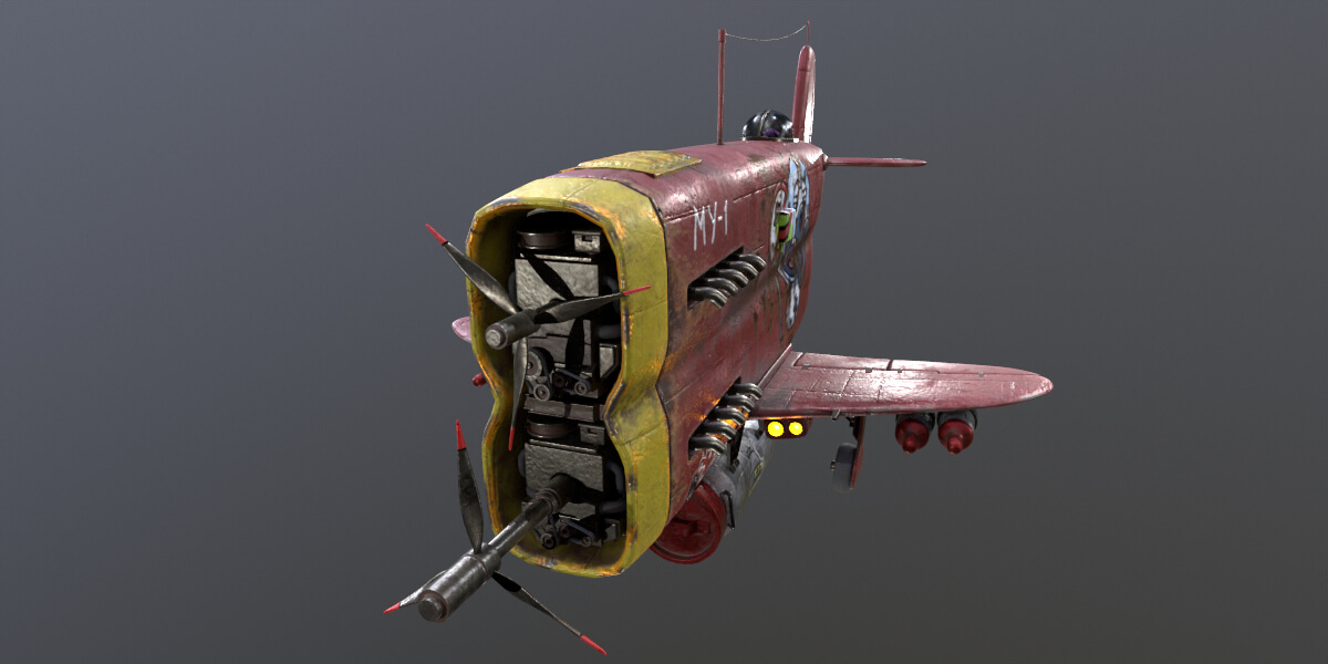 Stylized Red Airplane - 3D Model by 3D_Kod