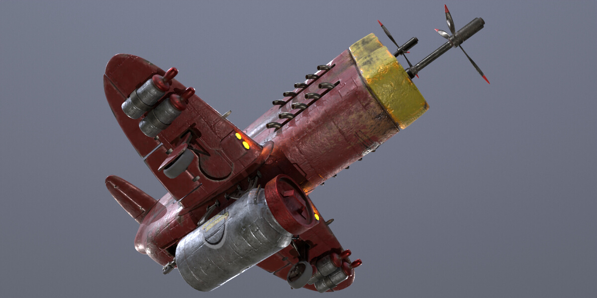 Stylized Red Airplane - 3D Model by 3D_Kod