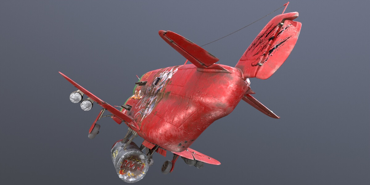 Stylized Realistic Red-Green Airplane 3D Model by 3D_Kod