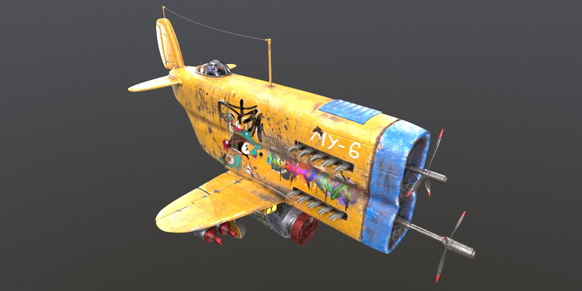 Stylized Realistic Yellow Airplane - 3D Model by 3D_Kod