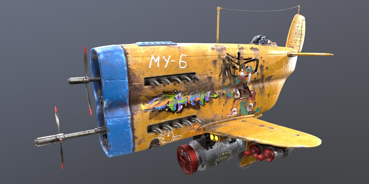 Stylized Yellow Airplane - 3D Model by 3D_Kod