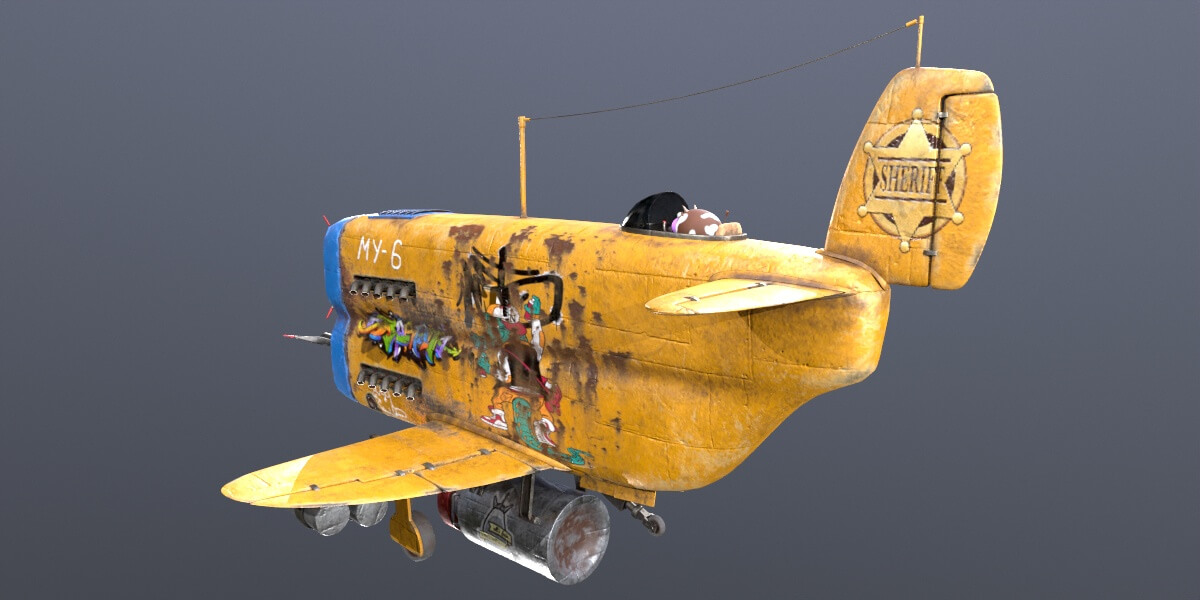 Stylized Yellow Airplane - 3D Model by 3D_Kod
