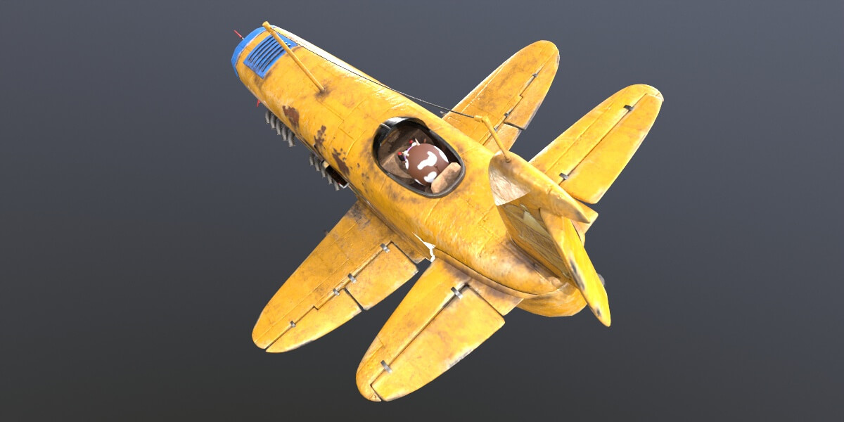 Stylized Yellow Airplane - 3D Model by 3D_Kod